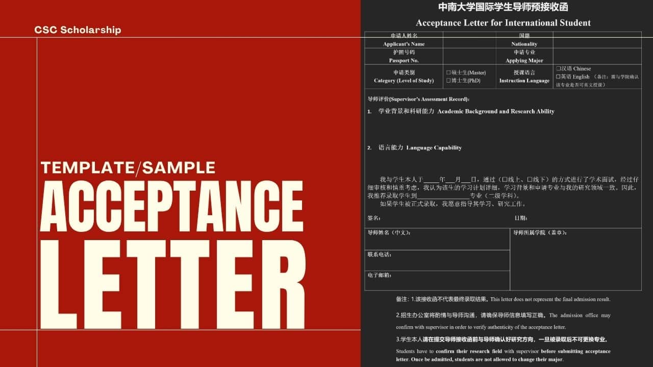 Acceptance Letter Sample/Template for CSC Scholarship 2026 - AWB Travel ...